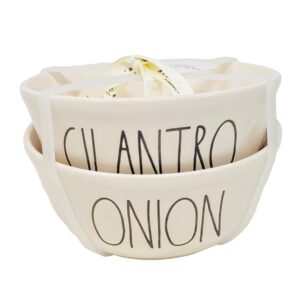 Rae Dunn CILANTRO and ONION Glossy Off White Extra Small Bowls