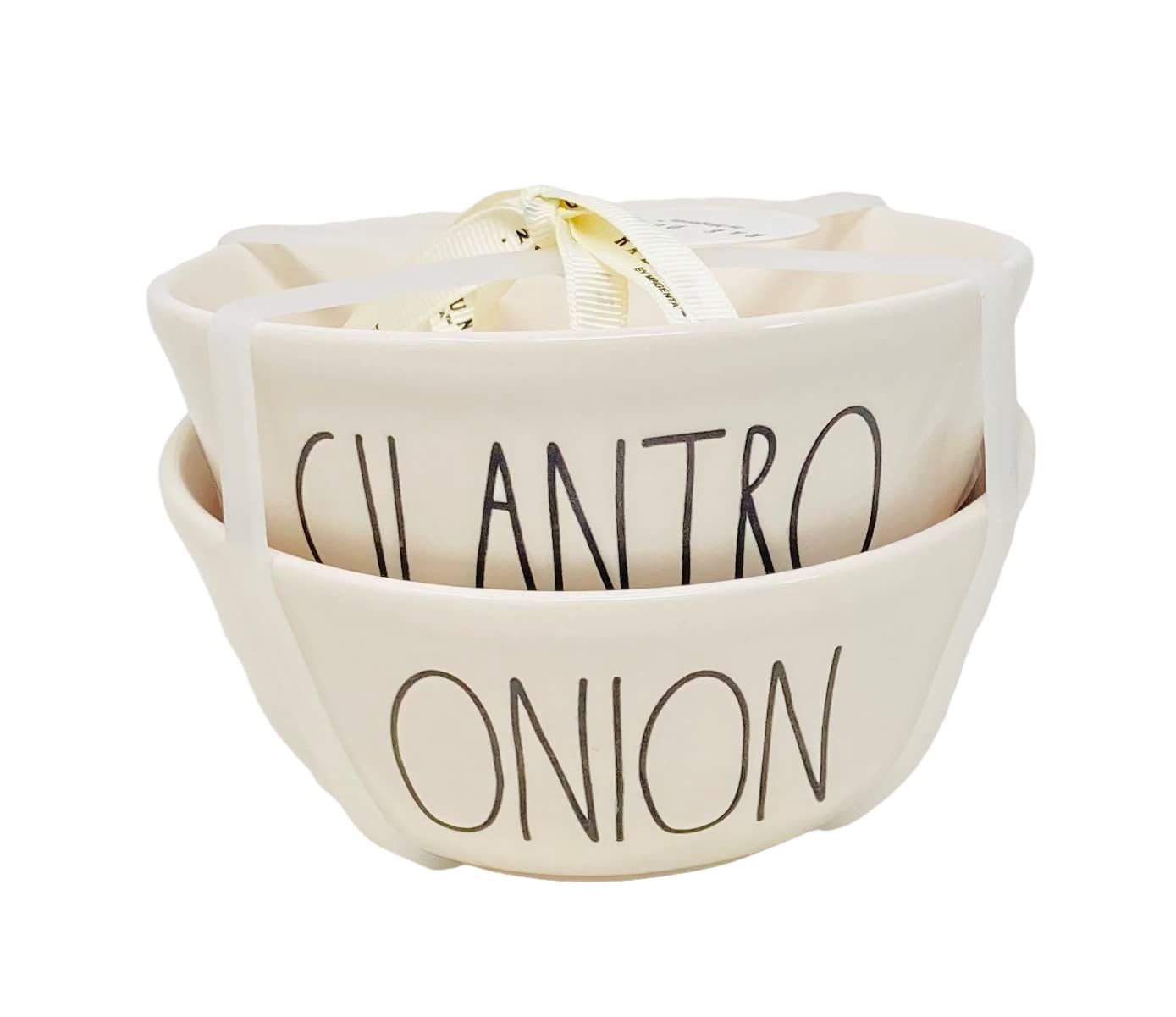 Rae Dunn CILANTRO and ONION Glossy Off White Extra Small Bowls