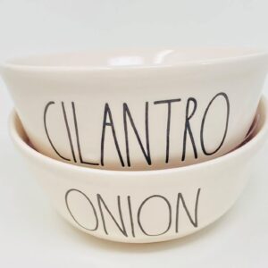 Rae Dunn CILANTRO and ONION Glossy Off White Extra Small Bowls