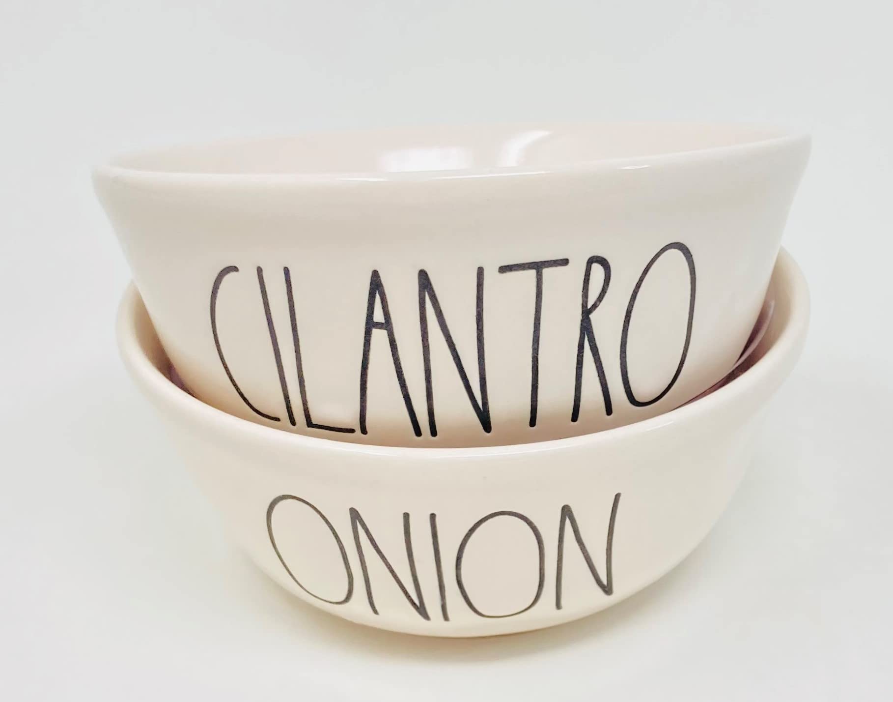 Rae Dunn CILANTRO and ONION Glossy Off White Extra Small Bowls