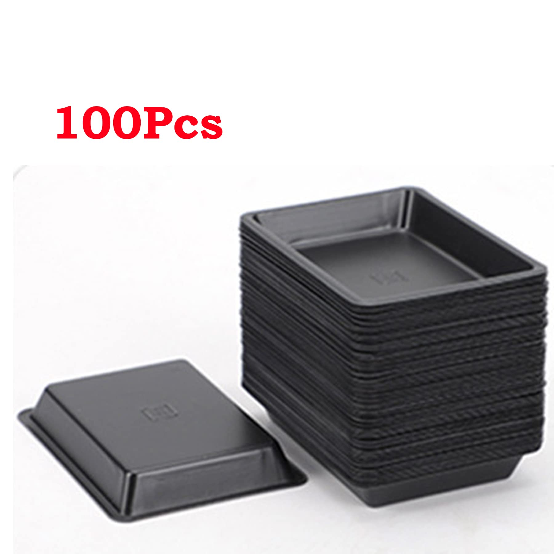 QJFCare 100Pcs Rectangle Disposable Sauce Dishes, Mini Dipping Dessert Plates Sauce Dishes Soup Plate Soy Sauce Dishes Seasoning Dish Appetizer Plates for Home Restaurant - Black