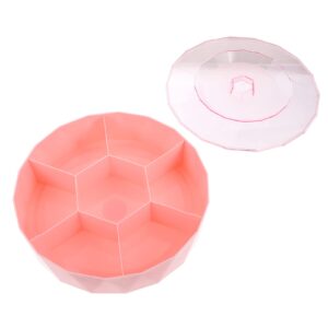 DOITOOL Veggie Tray, Round Plastic Serving Tray with Lid, 7 Compartments, Pink