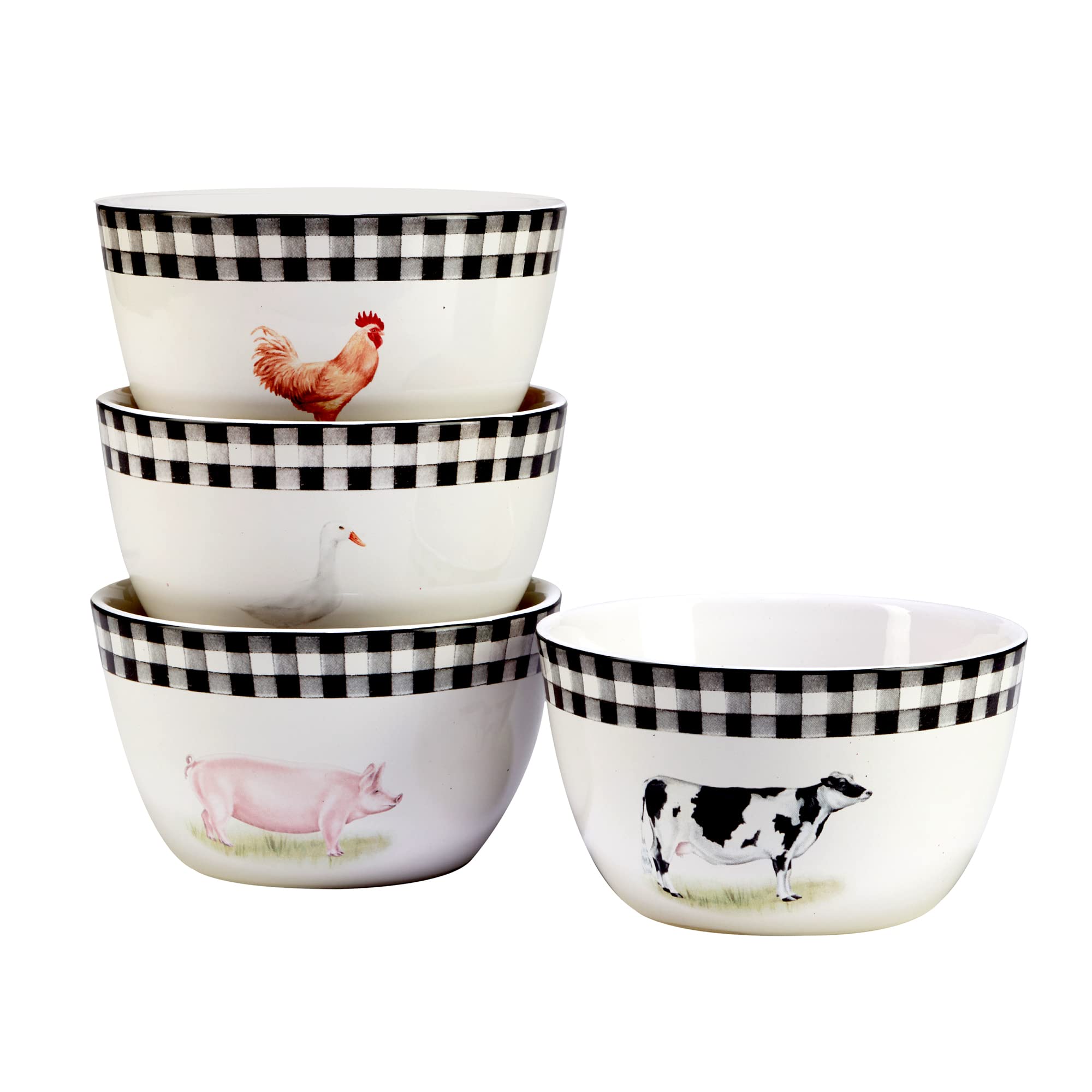 Certified International Farm 26 oz. Ice Cream/Dessert Bowls, Set of 4, Multicolored