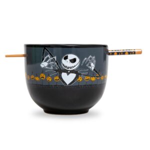 toynk disney nightmare before christmas scary jack 20-ounce ramen bowl with chopsticks