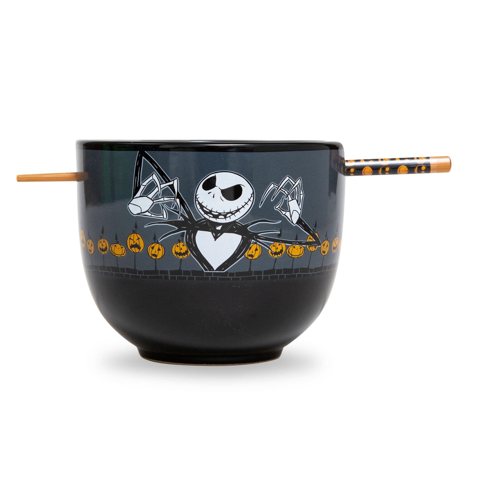 Toynk Disney Nightmare Before Christmas Scary Jack 20-Ounce Ramen Bowl With Chopsticks