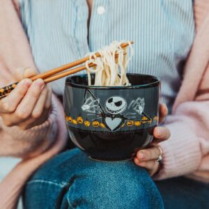 Toynk Disney Nightmare Before Christmas Scary Jack 20-Ounce Ramen Bowl With Chopsticks