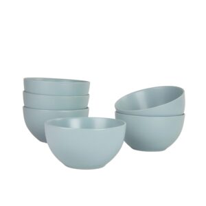 10 strawberry street wazee matte 5.5"/16oz cereal bowl, set of 6, mineral blue