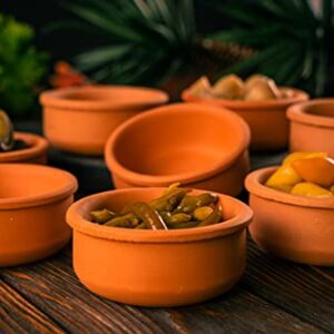 LUKSYOL Handmade Unglazed Clay Bowls: Set of 8 (3.1 x 1.38 inches) - Embark on a Culinary Journey with Authentic Terracotta Cooking for Indian, Mexican, Korean Delights!