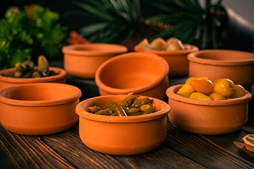 LUKSYOL Handmade Unglazed Clay Bowls: Set of 8 (3.1 x 1.38 inches) - Embark on a Culinary Journey with Authentic Terracotta Cooking for Indian, Mexican, Korean Delights!