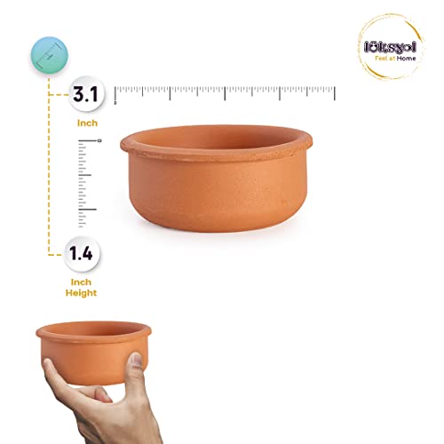 LUKSYOL Handmade Unglazed Clay Bowls: Set of 8 (3.1 x 1.38 inches) - Embark on a Culinary Journey with Authentic Terracotta Cooking for Indian, Mexican, Korean Delights!