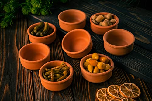 LUKSYOL Handmade Unglazed Clay Bowls: Set of 8 (3.1 x 1.38 inches) - Embark on a Culinary Journey with Authentic Terracotta Cooking for Indian, Mexican, Korean Delights!