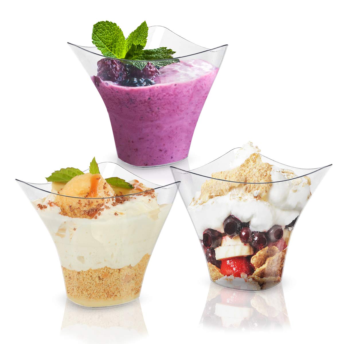 3.5oz Dessert Cups with Spoons,Plastic Clear Parfait Cups Disposable Reusable Appetizers Cup for Party - Set of 50