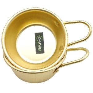 garasani 2 pack korean traditional wine bowls, korean wine bowl, hiking soup dish, aluminum, yellow (4.7 inches)