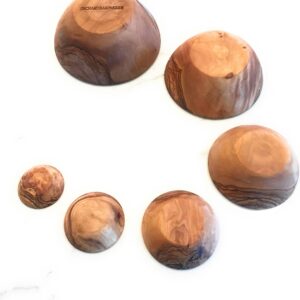 ORCHARD HARDWOODS Nesting Set of 6 Artisan Olive Wood Serving Bowls. Unique Handmade Decorative Serve-ware for Fruit, Salad, Snacks, Condiments, Any Food. Small Mini Bowl 2" to Large 5.5-6.5"