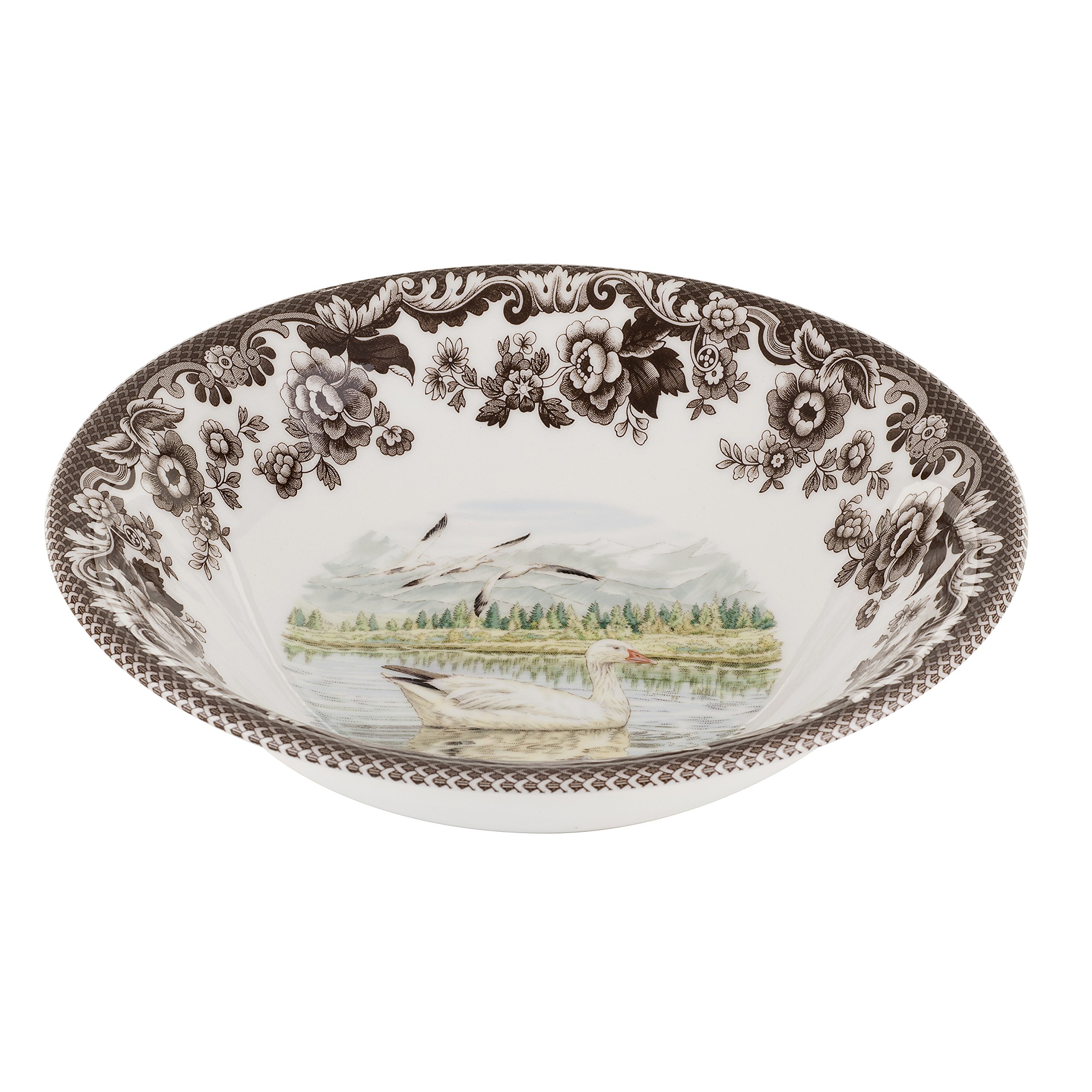 Spode Woodland Ascot Cereal Bowl, Snow Goose, 8” | Perfect for Oatmeal, Salads, and Desserts | Made in England from Fine Earthenware | Microwave and Dishwasher Safe