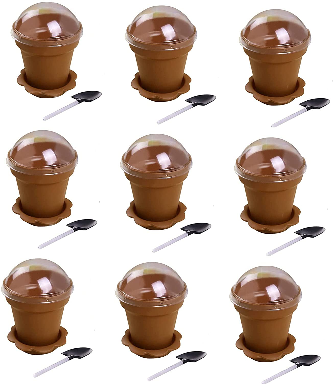 Healthcom 20 Pcs 180ml Ice Cream Dessert Cup Flowerpot Cake Cups with Lids Shovel Scoop 20 Sets Flower Pot Cups Mousse Cake Cups Jelly Yogurt Cup Salad Bowls Snack Bowls Container for Party Wedding