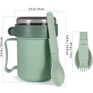 Cabilock Microwave Soup Mug with Lid and Scoop Portable Microwaveable Breakfast Cup for School Office Outdoor Travel Student