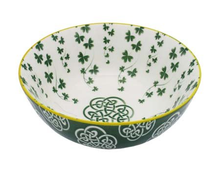 Royal Tara Irish Celtic Ceramic Bowls Pack of 4 with Trellis Shamrock Design - Cereal Soup Deep Bowls for Kitchen 5.5Inch(14 cm)