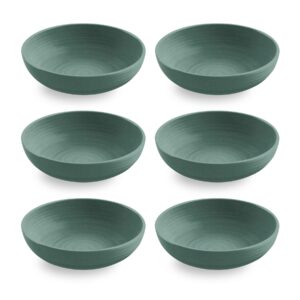 tarhong planta artisan solids low bowl, planta (majority plant based with melamine binder), shatterproof, indoor/outdoor entertaining, matte teal, set of 6