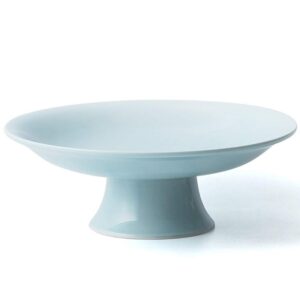 kelendle ceramic footed bowl round pedestal bowl fruit bowl holder dessert display stand decorative for kitchen counter centerpiece table decor serving fruit tray l- 8.3"