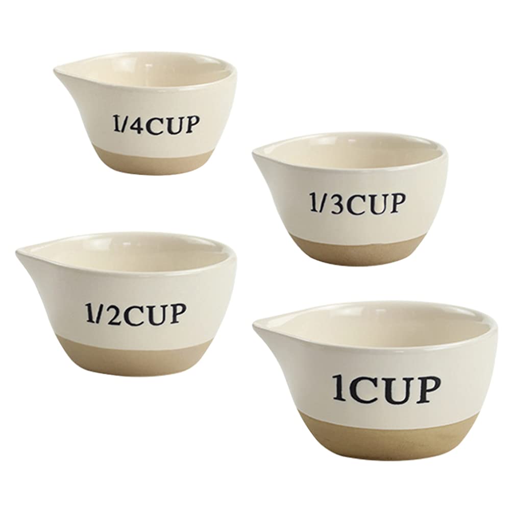 jojofuny Coffee Creamer 4Pcs Ceramic Measuring Bowls Set Stoneware Measuring Cups Porcelain Ramekins Baster Bowls Small Dipping Sauce Bowls Condiments Server Dishes Coffee Creamers