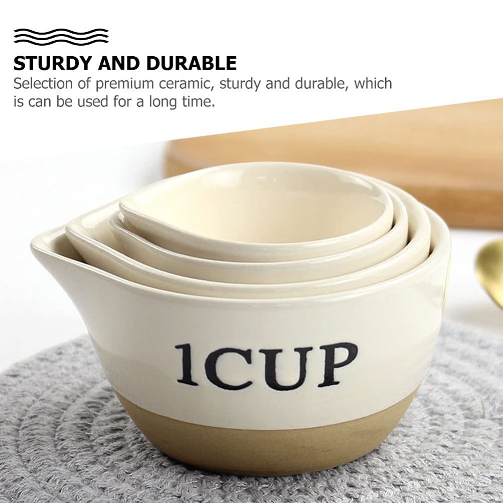 jojofuny Coffee Creamer 4Pcs Ceramic Measuring Bowls Set Stoneware Measuring Cups Porcelain Ramekins Baster Bowls Small Dipping Sauce Bowls Condiments Server Dishes Coffee Creamers