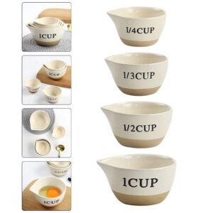 jojofuny Coffee Creamer 4Pcs Ceramic Measuring Bowls Set Stoneware Measuring Cups Porcelain Ramekins Baster Bowls Small Dipping Sauce Bowls Condiments Server Dishes Coffee Creamers