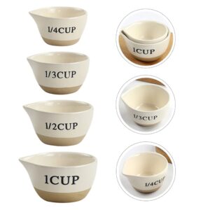 jojofuny Coffee Creamer 4Pcs Ceramic Measuring Bowls Set Stoneware Measuring Cups Porcelain Ramekins Baster Bowls Small Dipping Sauce Bowls Condiments Server Dishes Coffee Creamers