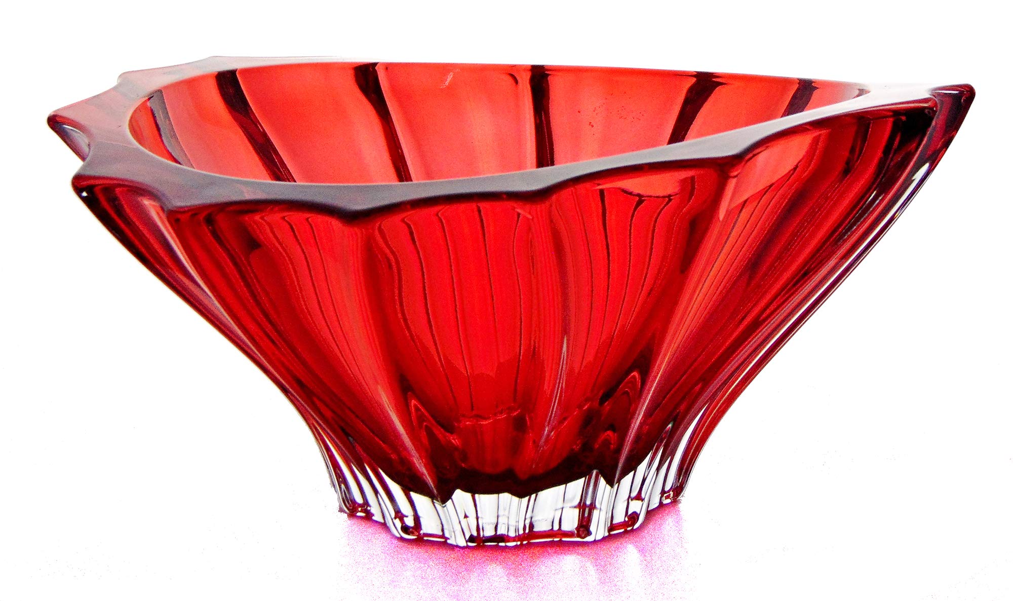 Aurum Crystal AU52295, 8.8" Plantica Candy Bowl, Red Bohemian Fruit Bowl, Ice Cream Bowl