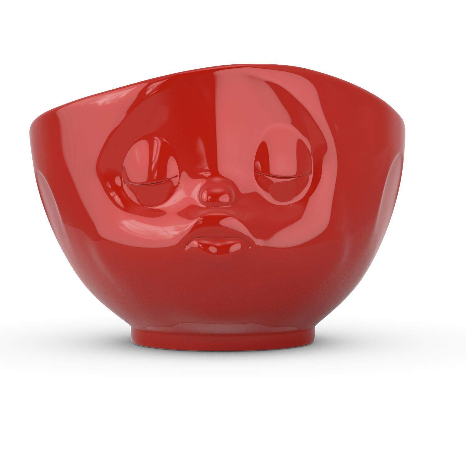 FIFTYEIGHT PRODUCTS TASSEN Porcelain Bowl, Kissing Face Edition, 16 oz. Red, (Single Bowl) for Serving Cereal, Soup