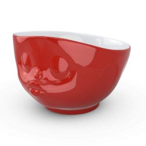 FIFTYEIGHT PRODUCTS TASSEN Porcelain Bowl, Kissing Face Edition, 16 oz. Red, (Single Bowl) for Serving Cereal, Soup