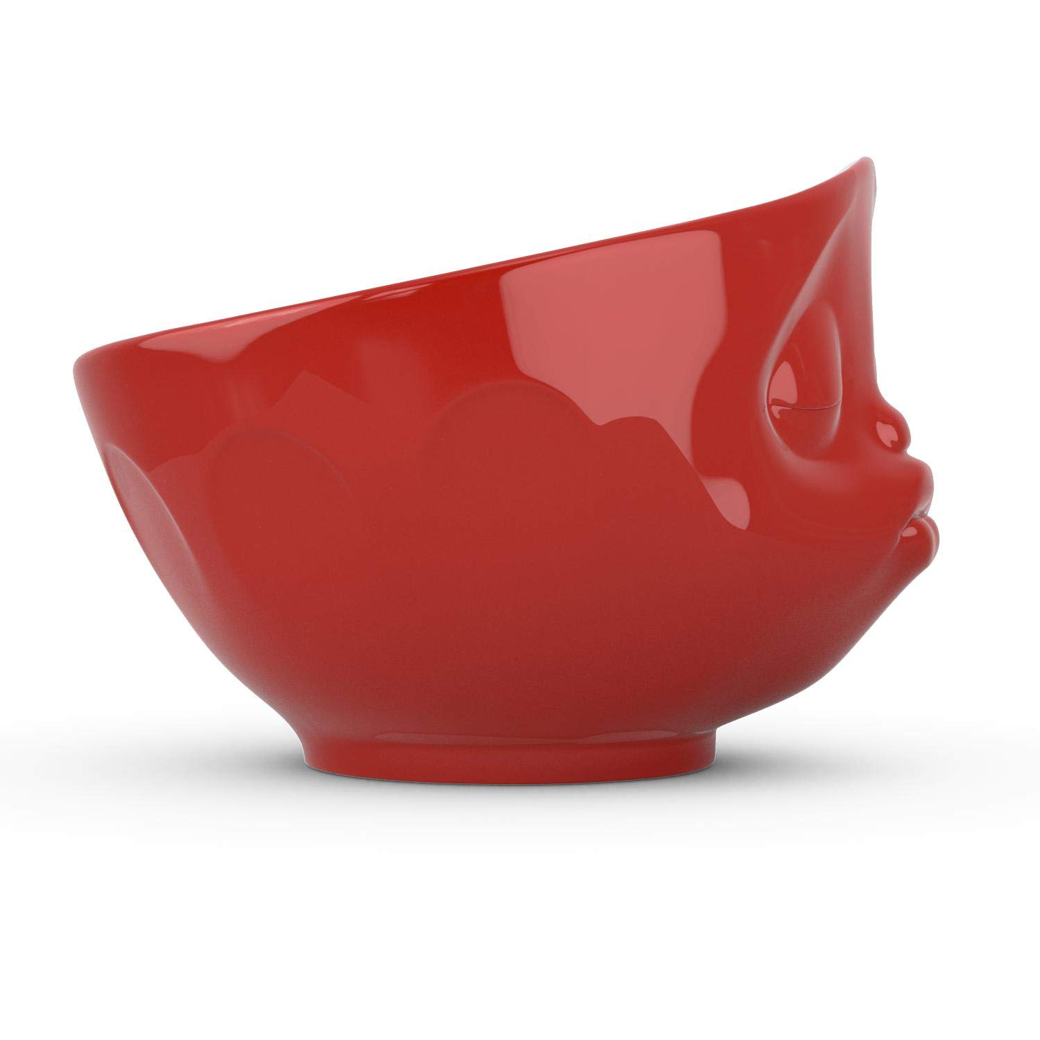 FIFTYEIGHT PRODUCTS TASSEN Porcelain Bowl, Kissing Face Edition, 16 oz. Red, (Single Bowl) for Serving Cereal, Soup