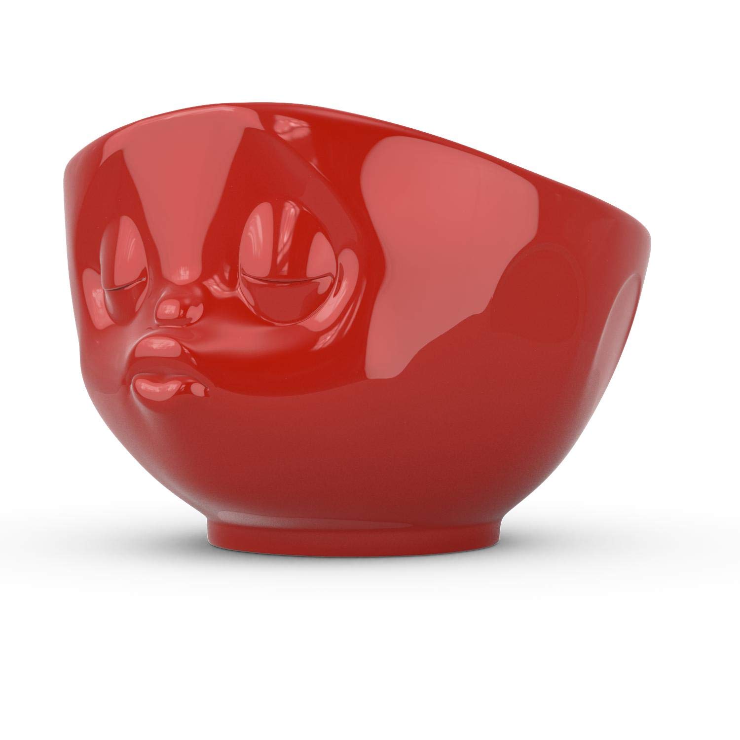 FIFTYEIGHT PRODUCTS TASSEN Porcelain Bowl, Kissing Face Edition, 16 oz. Red, (Single Bowl) for Serving Cereal, Soup