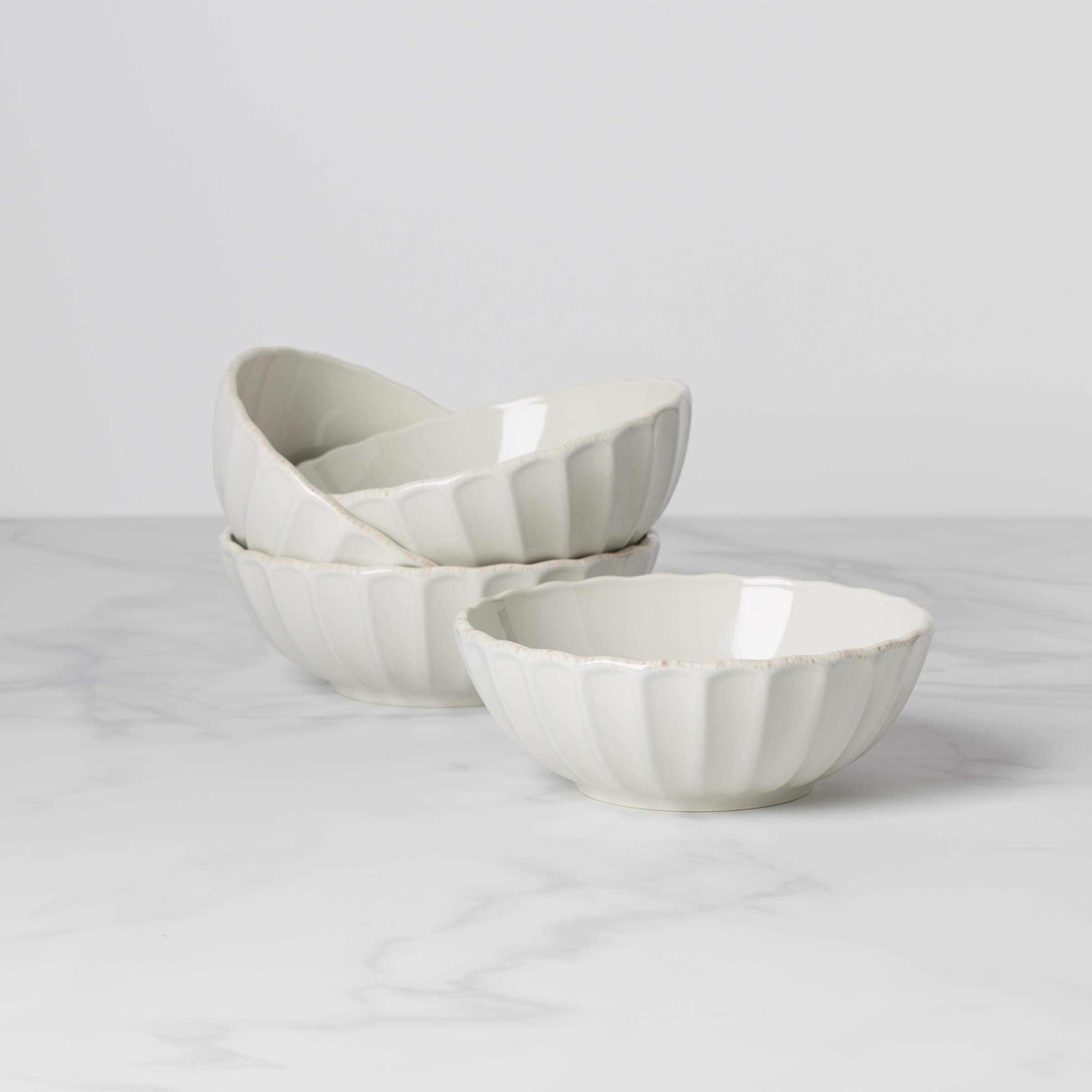 Lenox French Perle Scallop 4-Piece Bowl Set, 4.00 LB, White