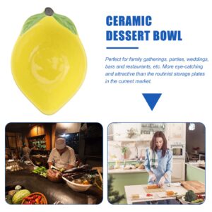 Housoutil Lemon Shaped Bowl Fruit Design Bowl 3D Fruits Foods Platter Lemon Bowl Foods Serving Container for Snacks Dessert Salad Rice Cake Pudding Candy Yellow Sauce Bowls