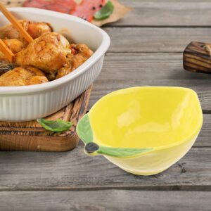 Housoutil Lemon Shaped Bowl Fruit Design Bowl 3D Fruits Foods Platter Lemon Bowl Foods Serving Container for Snacks Dessert Salad Rice Cake Pudding Candy Yellow Sauce Bowls