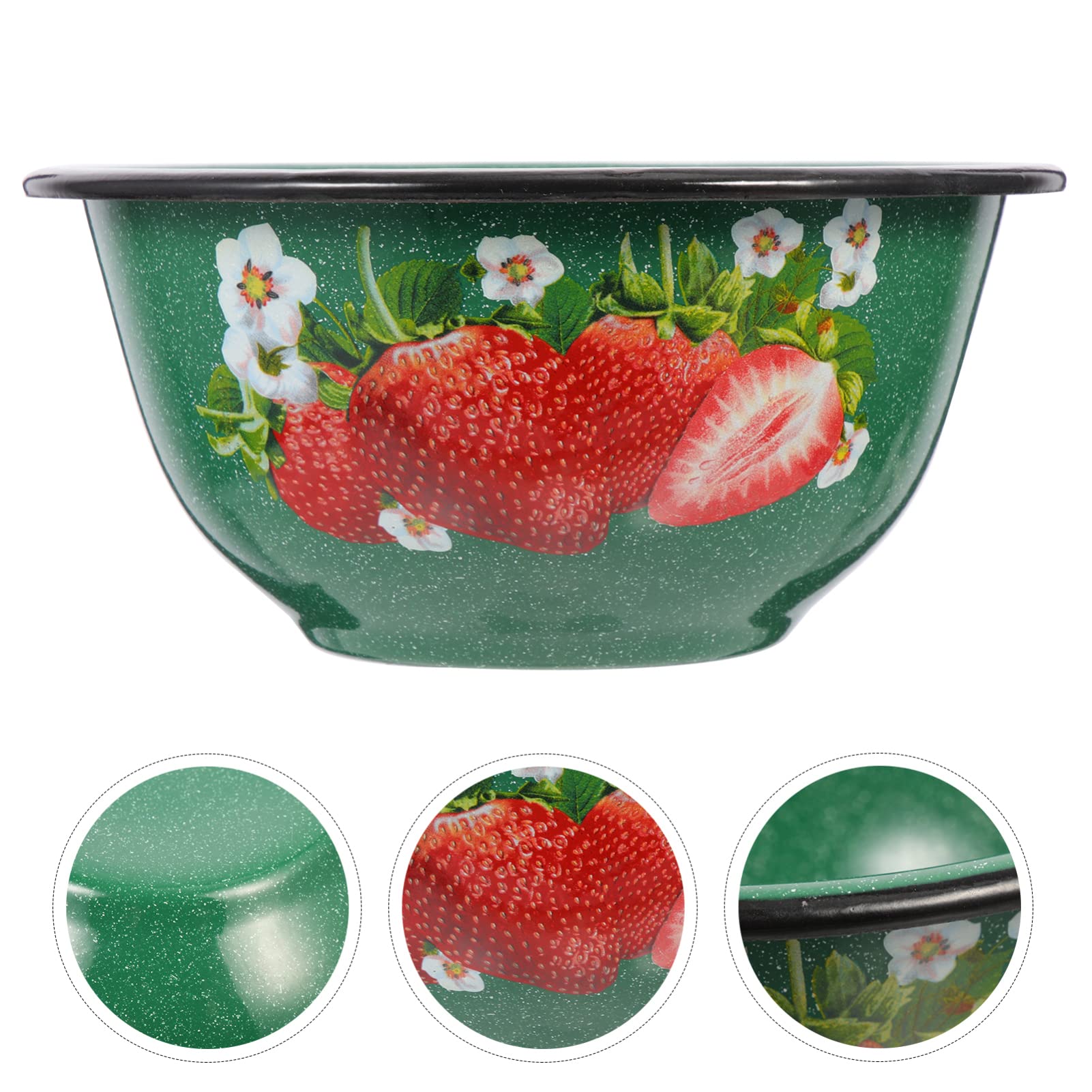 UPKOCH Enamel Bowl Vintage Mixing Bowl Soup Basin Soup Bowl Cereal Bowls Plate Round Farmhouse Enameled Bowls Enamelware for Salads Vegetables Soups Fruits Green