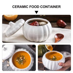 BESTonZON Ceramic Pumpkin Dish Pumpkin Soup Bowls Porcelain Dinnerware Pasta Dessert Bowl with Lid, Dishwasher & Oven Safety