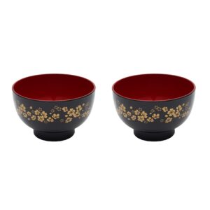 otsumami tokyo sakura cherry brossom pattern soup bowl, tonjiru cup for miso soup, noodles, rice bowl, donburi dishwasher safe, made in japan (2pcs, small 4.3 x 2.6 in. 12.2 fl oz)