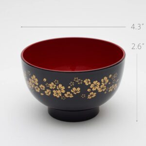 OTSUMAMI TOKYO Sakura Cherry Brossom Pattern Soup Bowl, Tonjiru Cup for Miso Soup, Noodles, Rice bowl, Donburi Dishwasher Safe, Made in Japan (2pcs, Small 4.3 x 2.6 in. 12.2 fl oz)