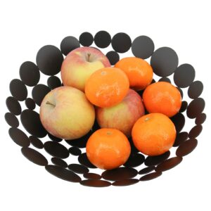 patioer metal fruit bowl basket decorative fruit basket 11.6 inch, large round centerpiece bowl countertop fruit holder stand for home decor, kitchen, countertop, counters, black