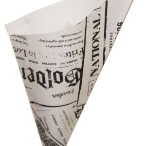 English Newspaper Paper Cones. Medium Size K-17, holds 8.5 oz. 21¢ per cone (100 Cones)