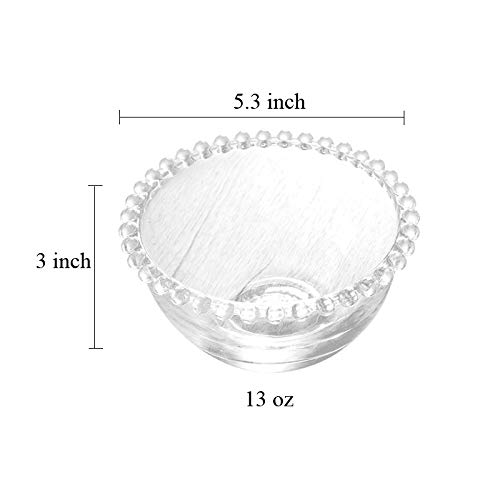 Sizikato Transparent Glass Dessert Bowl Fruit Salad Bowl with Beaded Edges.