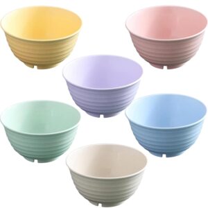 AIYoo 6.7 inch Unbreakable Cereal Bowls, 6 Piece Large Breakfast Bowls Set,37 oz Lightweight Plastic Bowls for Serving Soup Oatmeal Pasta Salad and Rice,Microwave and Dishwasher Safe,6 Colors