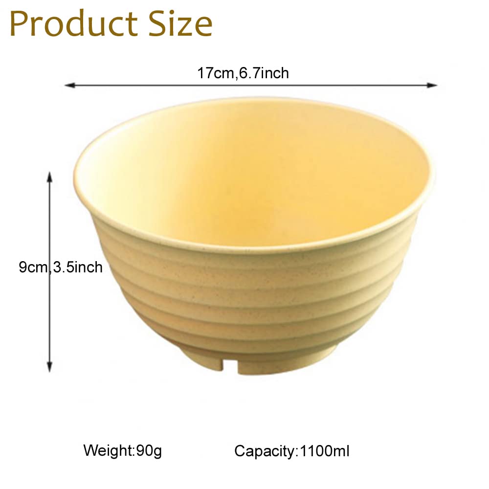 AIYoo 6.7 inch Unbreakable Cereal Bowls, 6 Piece Large Breakfast Bowls Set,37 oz Lightweight Plastic Bowls for Serving Soup Oatmeal Pasta Salad and Rice,Microwave and Dishwasher Safe,6 Colors