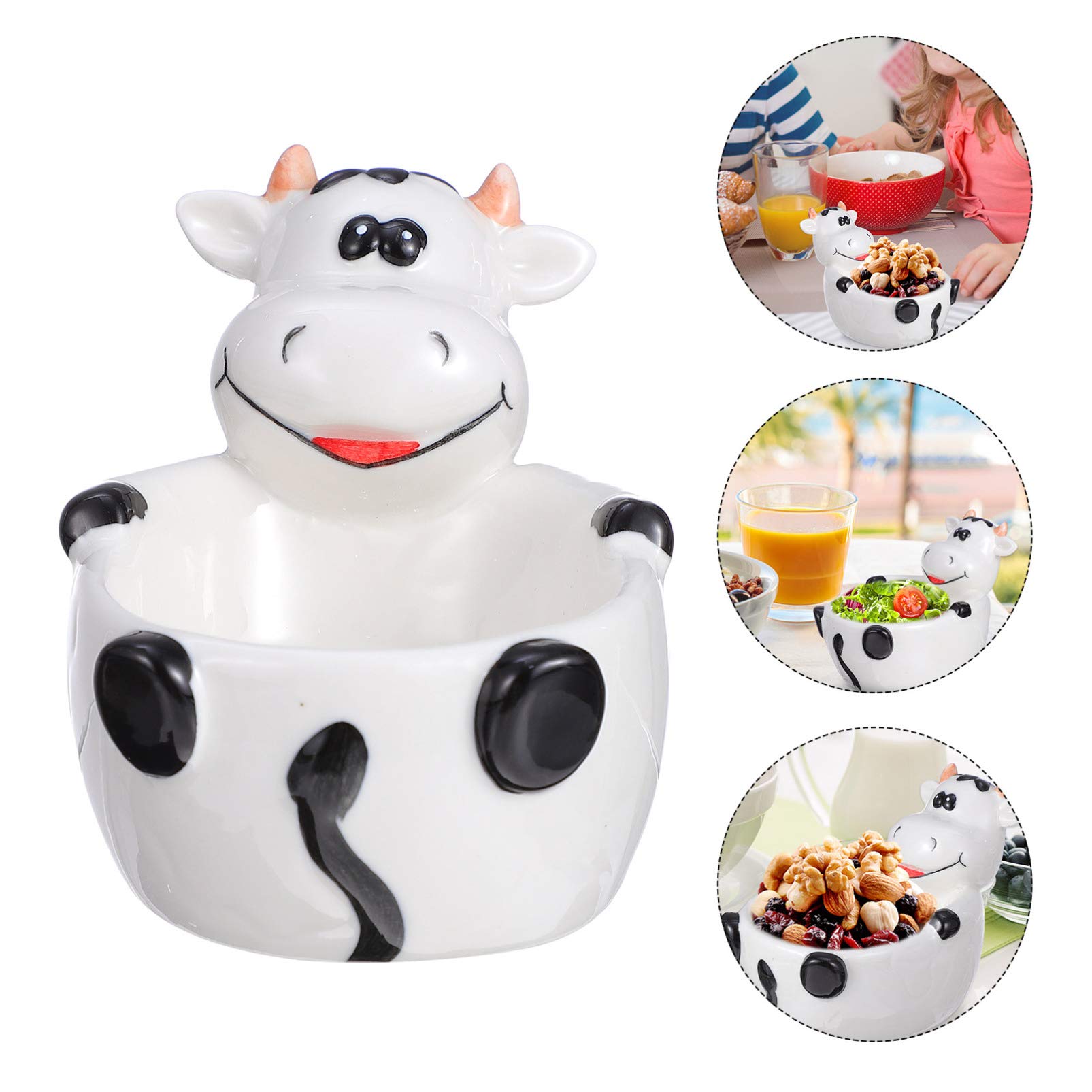 DOITOOL Ceramic Salad Bowl Cereal Bowl Dishes and Plates Creative Fruit Plate Animal Cow Decorative Storage Bowls Porcelain Bowls for Kitchen Bowl for Desserts Candy