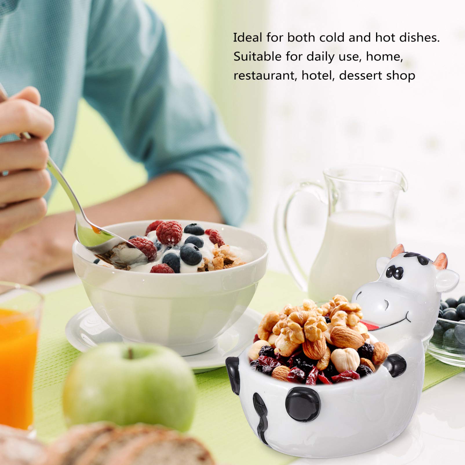 DOITOOL Ceramic Salad Bowl Cereal Bowl Dishes and Plates Creative Fruit Plate Animal Cow Decorative Storage Bowls Porcelain Bowls for Kitchen Bowl for Desserts Candy