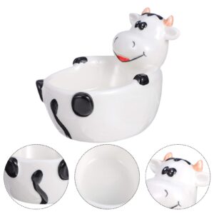 DOITOOL Ceramic Salad Bowl Cereal Bowl Dishes and Plates Creative Fruit Plate Animal Cow Decorative Storage Bowls Porcelain Bowls for Kitchen Bowl for Desserts Candy