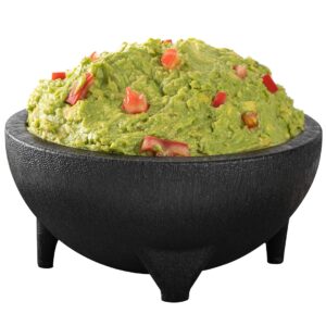 restaurantware 56 ounce salsa bowl 1 3-legged design molcajete bowl - microwavable dishwashable black plastic salsa bowl shatterproof for sauces guacamole and cheese dip