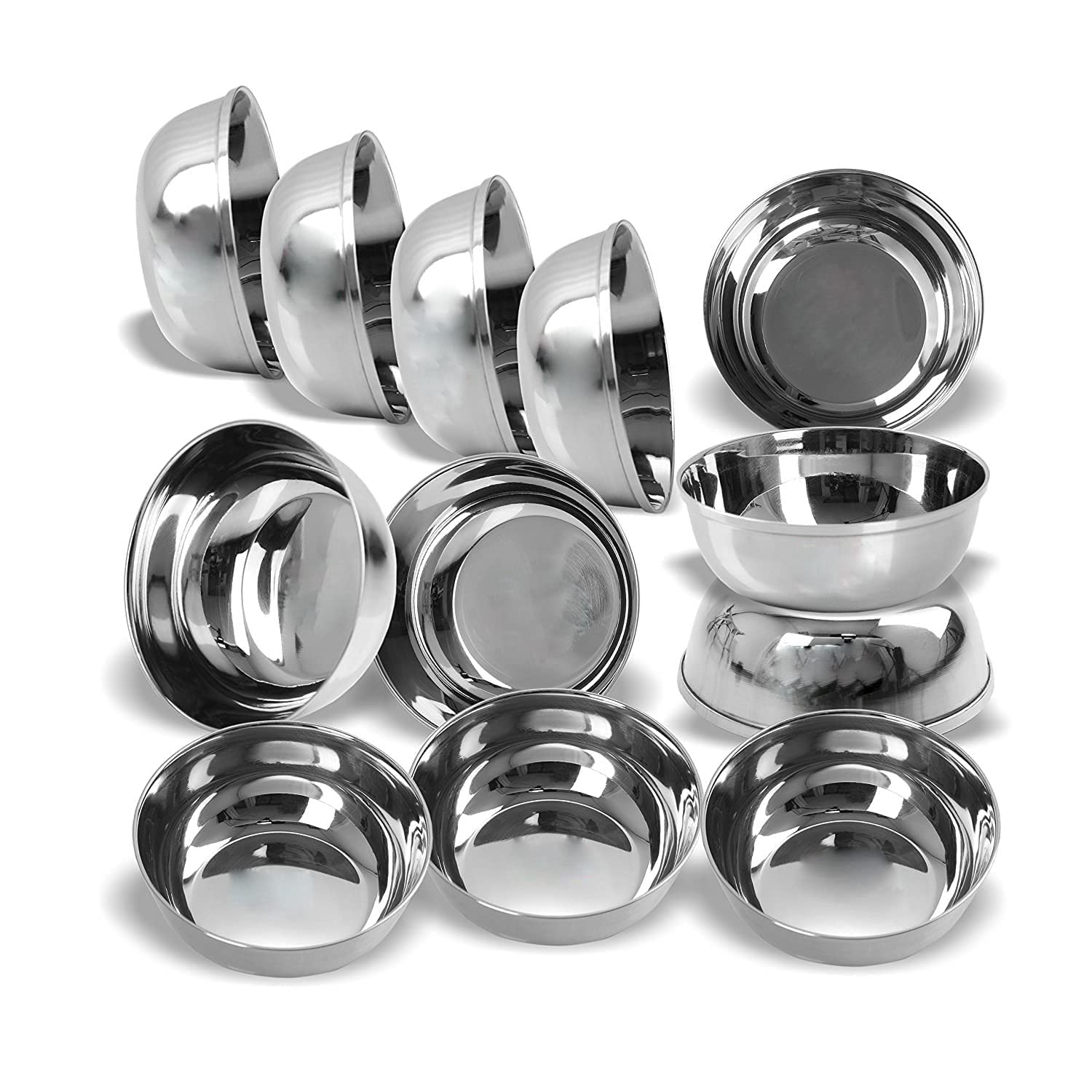 HANS PRODUCT Multipurpose Stainless Steel Bowls Katori Vati Set of 12 Steel Katori for Kitchen